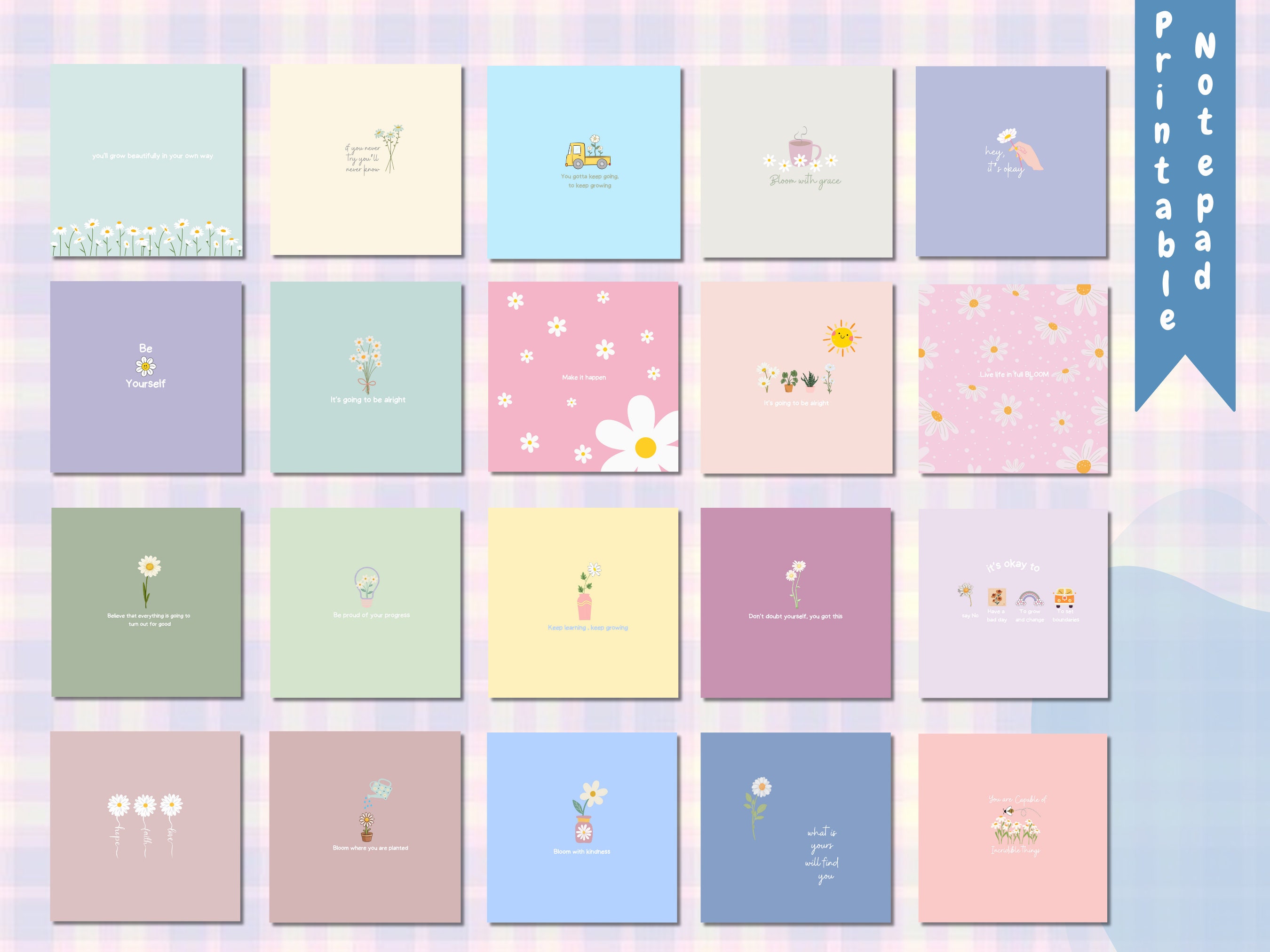 Daisy Flower Notepad, Daisy Flower Printable Notepad, Daisy Flower Memo ...