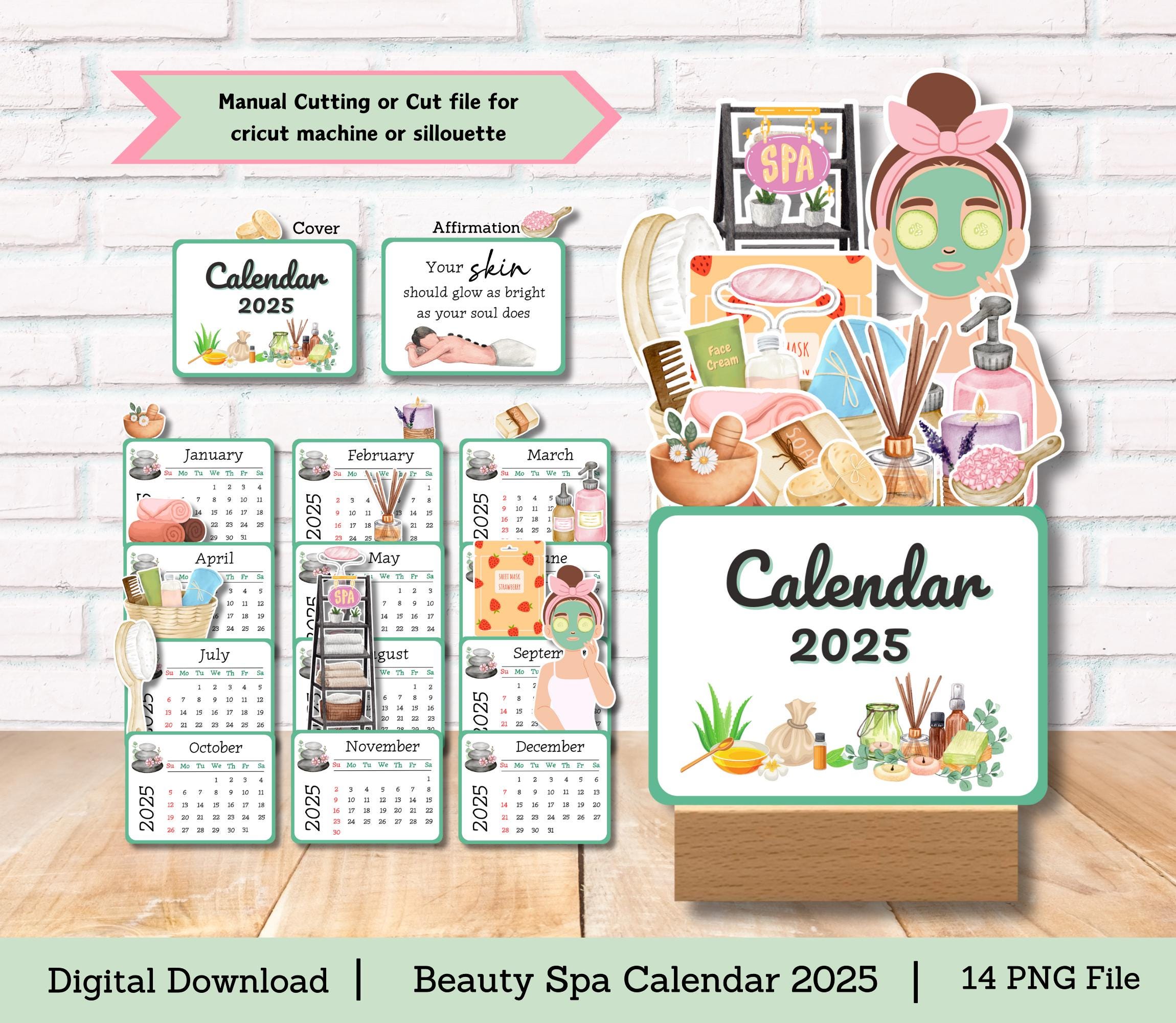 Beauty Spa Calendar, Spa Calendar, Beauty Salon Calendar, Massage ...