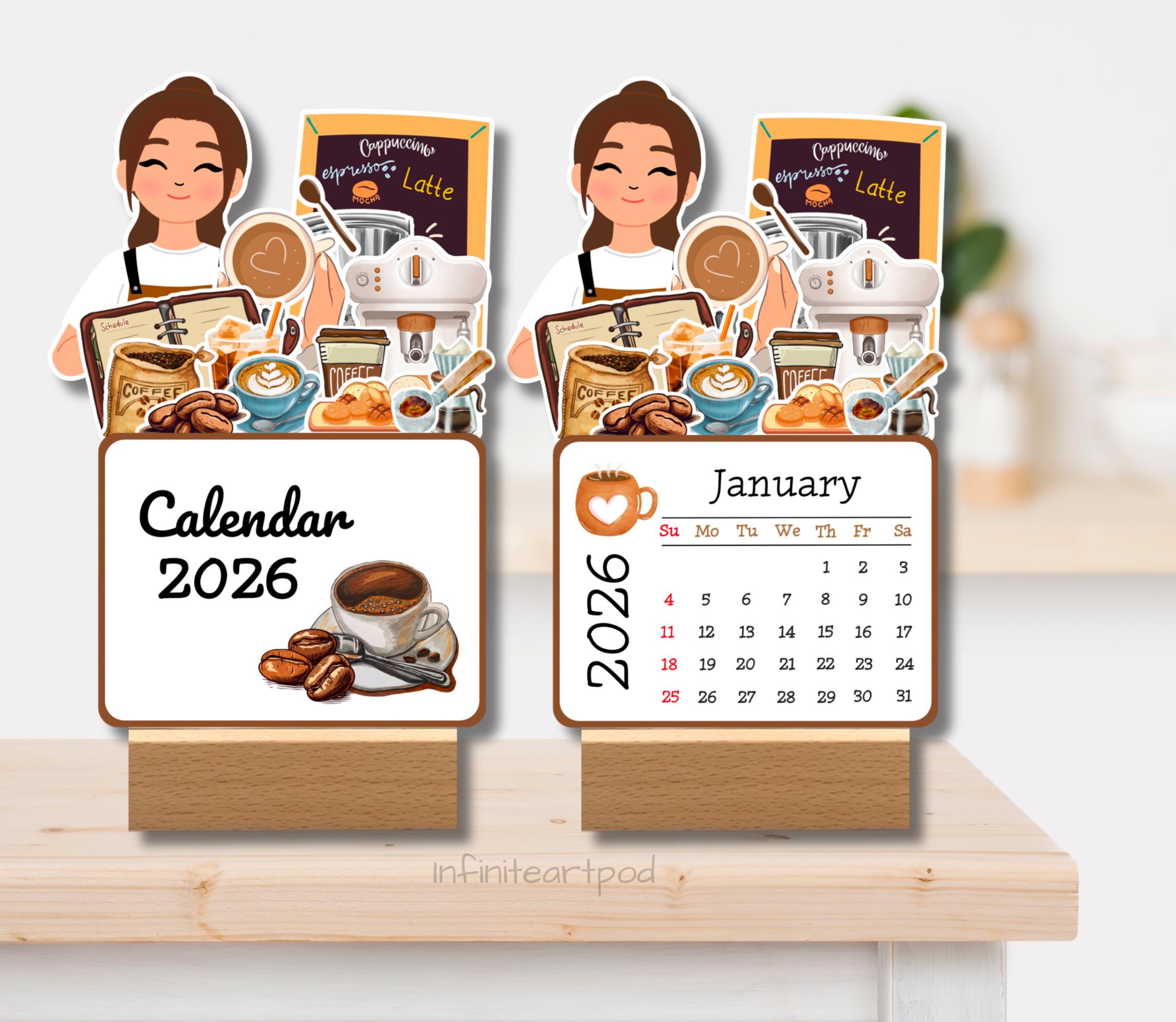 Coffee Calendar, Coffee Lover Calendar, Desk Calendar, Calendar 2026 ...