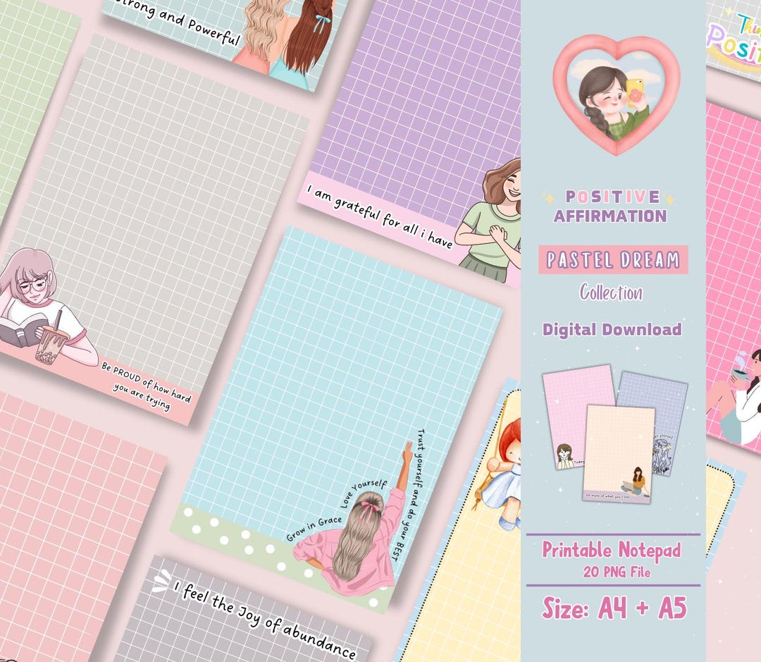 Girl Positive Affirmation Notepad, Girl Affirmation Notepad ...