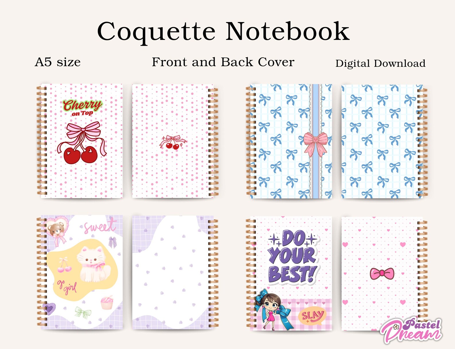 Coquette Ribbon Notebook Printable: Feminine Digital Planner (digital ...