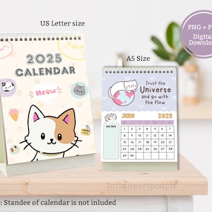 Cat Calendar 2025, Desk Calendar, Calendar Printable, Calendar 2025 ...