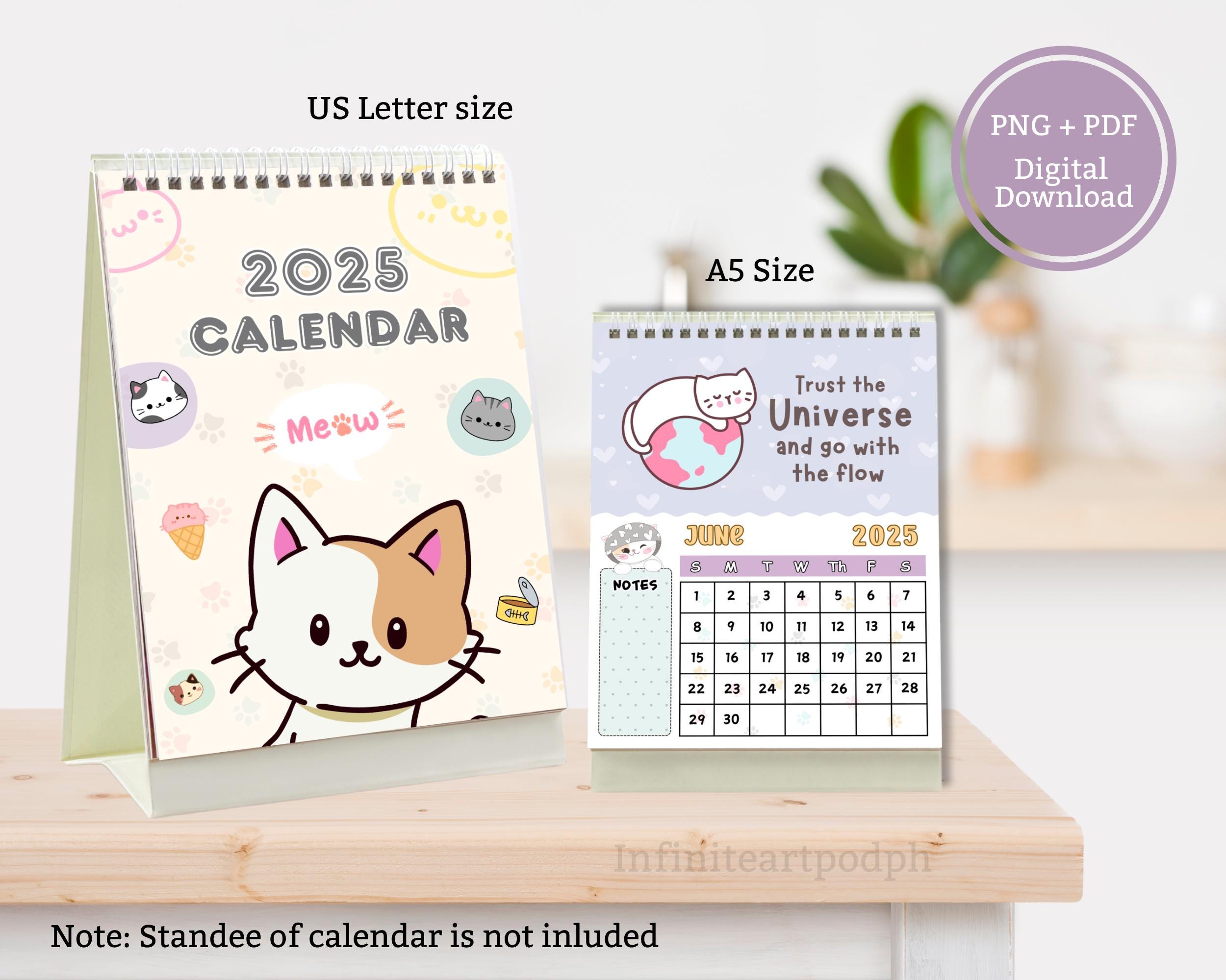 Cat Calendar 2025, Desk Calendar, Calendar Printable, Calendar 2025 ...