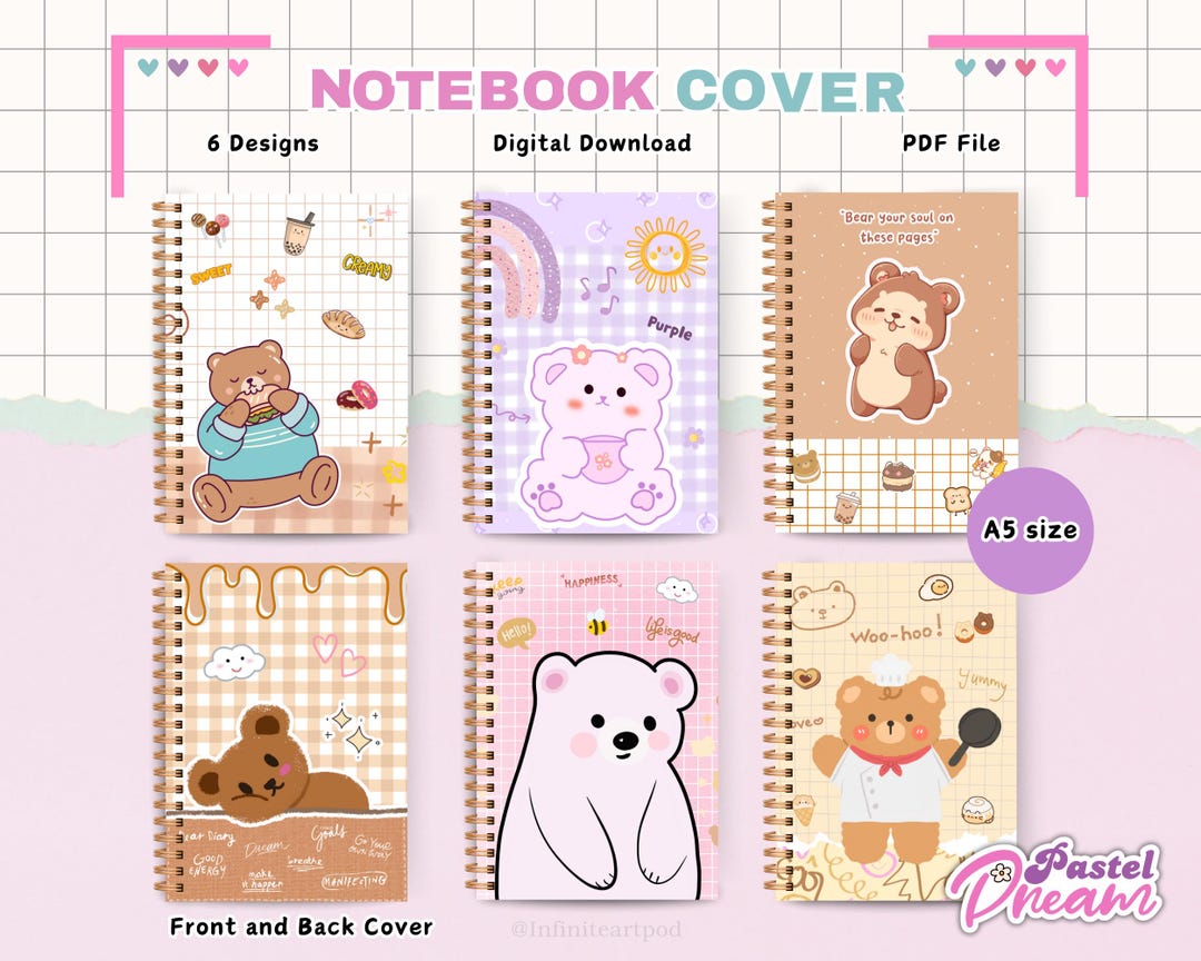 Bear Notebook Cover, Bear Printable Notebook, Notebook Template ...
