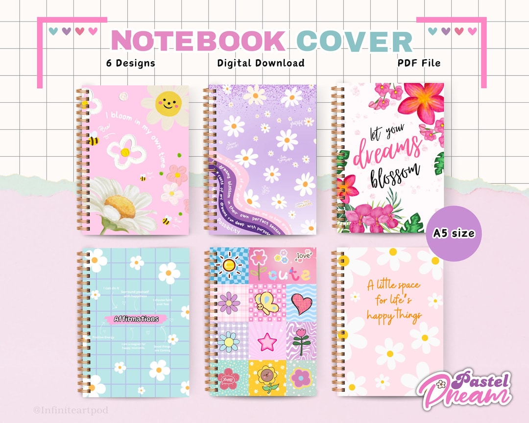 Floral Notebook Cover Printable, Digital Journal Cover, Flower Planner ...