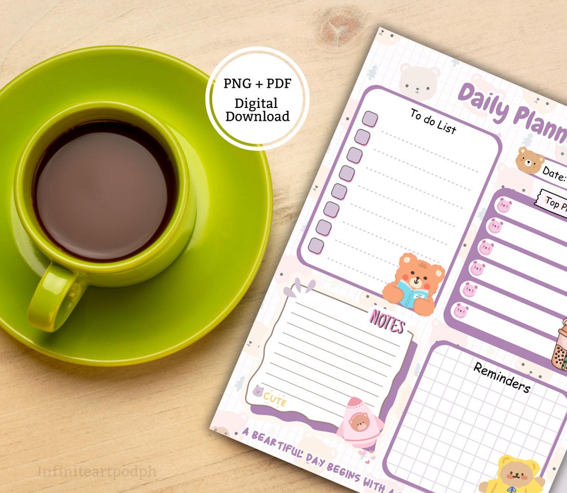Bear Daily Planner, Bear Monthly Planner, Bear Weekly Planner, Bear ...