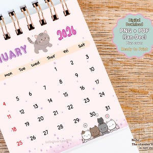 Cat Calendar, Mini Desk Calendar, Calendar 2026, Calendar Template ...