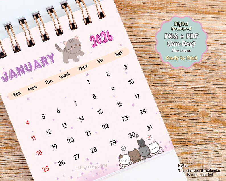 Cat Calendar, Mini Desk Calendar, Calendar 2026, Calendar Template ...