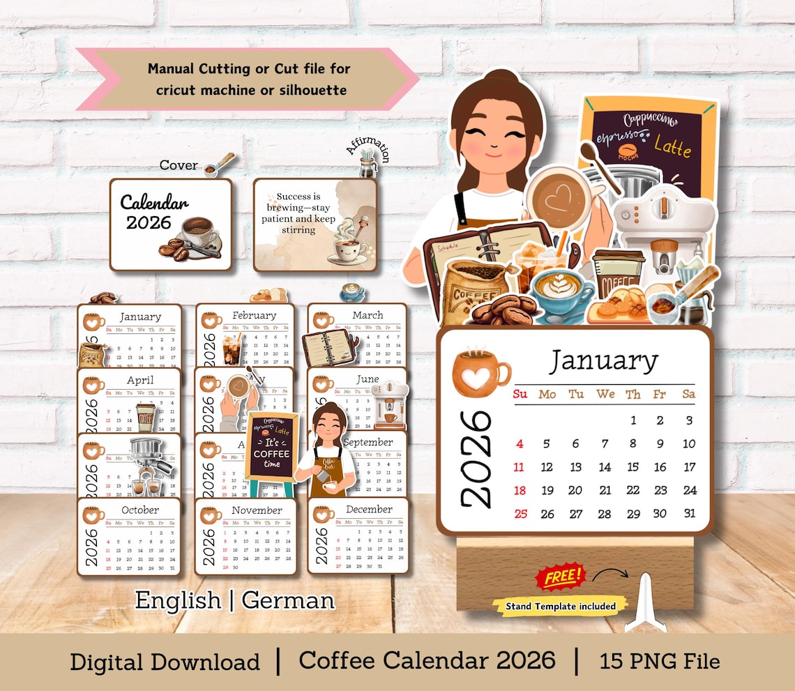 Coffee Calendar, Coffee Lover Calendar, Desk Calendar, Calendar 2026 ...