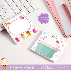 Ice Cream Notepad, Kawaii Notepad, Notepad Template, Memopad, to Do ...