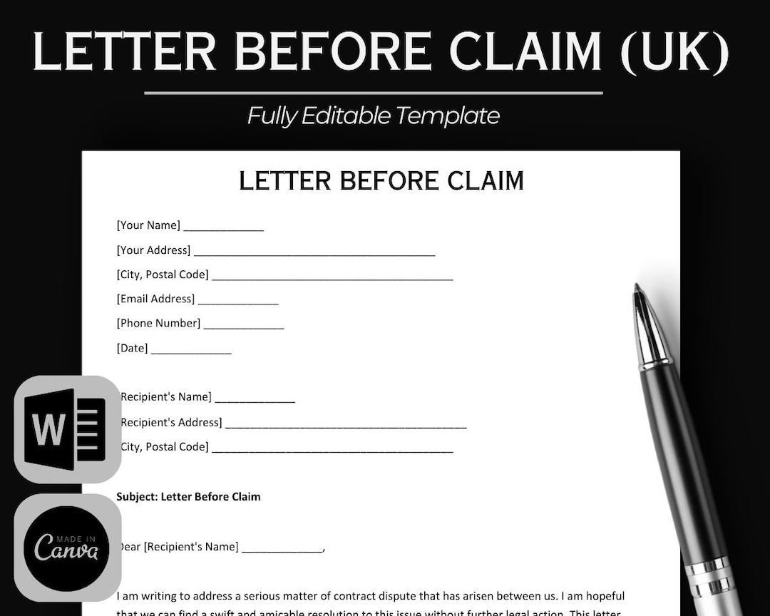 Letter Before Claim | Legal Document Lawyer Certified Binding Contract ...