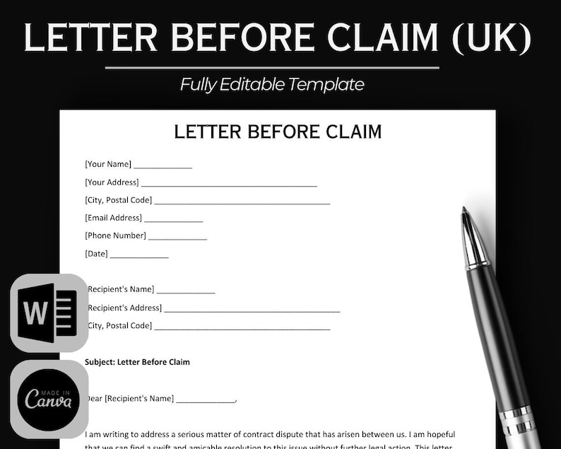 Letter Before Claim | Legal Document Lawyer Certified Binding Contract ...