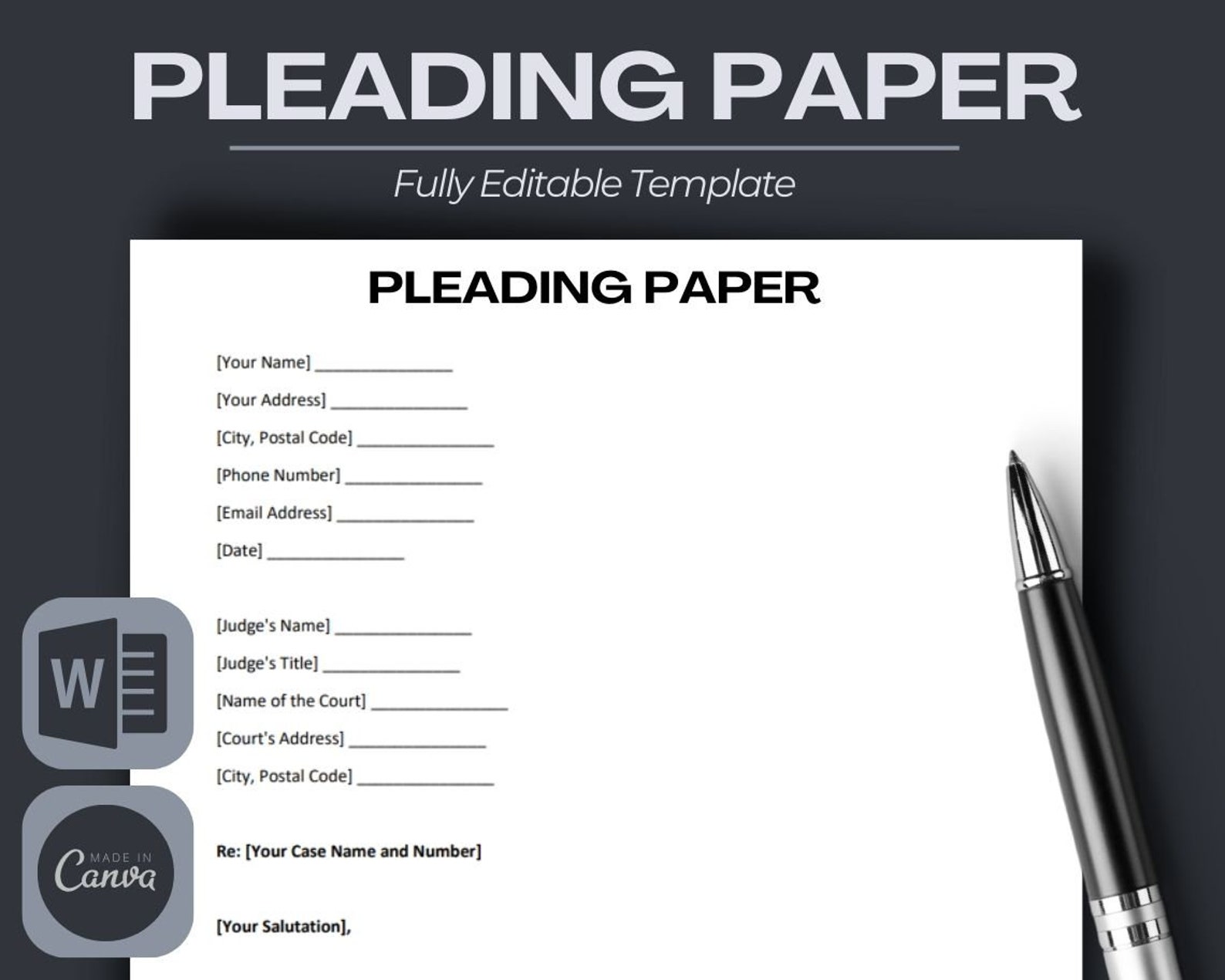 Pleading Paper | Legal Document Lawyer Certified Binding Contract ...
