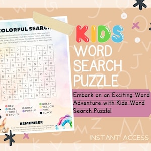 Kids Word Search Puzzle | Children's Learning Sheet | Teach Kids ...