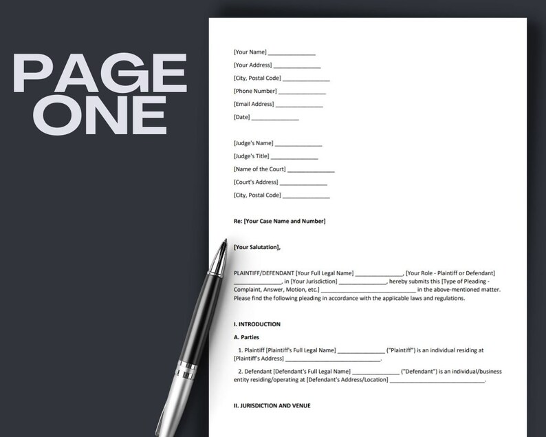 Pleading Paper | Legal Document Lawyer Certified Binding Contract ...