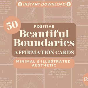 50 Beautiful Boundaries Affirmation Cards | Positive Affirmations Cards | Editable Canva Graphic ...