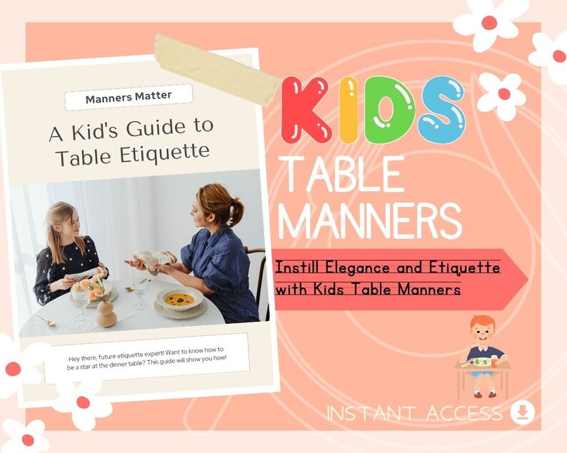 Kids Table Manners | Children's Learning Sheet | Teach Kids & Toddlers Pages | Kids Educational ...