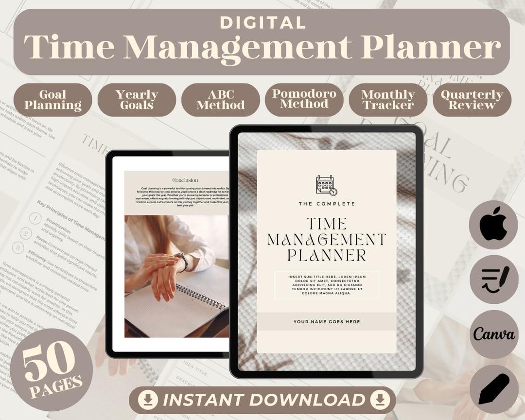 Time Management Planner | Goodnotes, Ipad, Notability, Canva ...