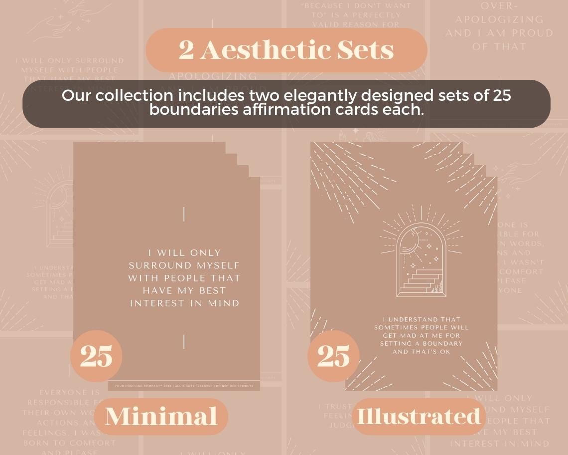 50 Beautiful Boundaries Affirmation Cards | Positive Affirmations Cards ...