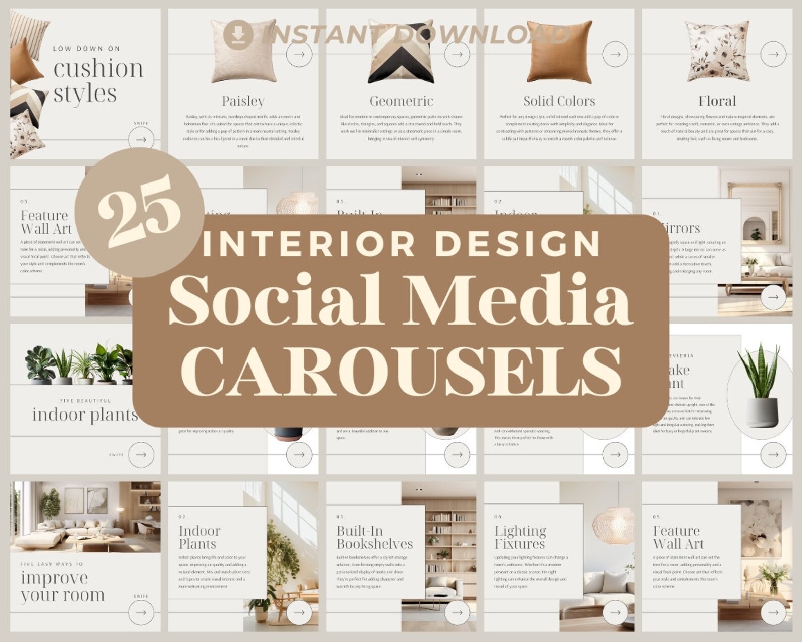Interior Design Instagram Carousels | 25 Social Media Graphics ...