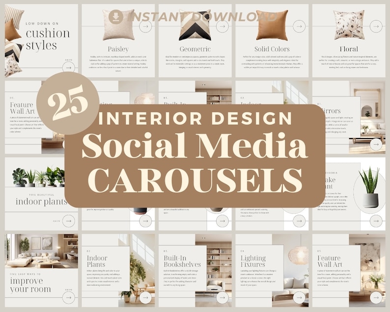 Interior Design Instagram Carousels | 25 Social Media Graphics ...
