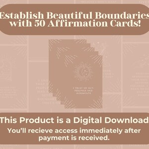 50 Beautiful Boundaries Affirmation Cards | Positive Affirmations Cards | Editable Canva Graphic ...
