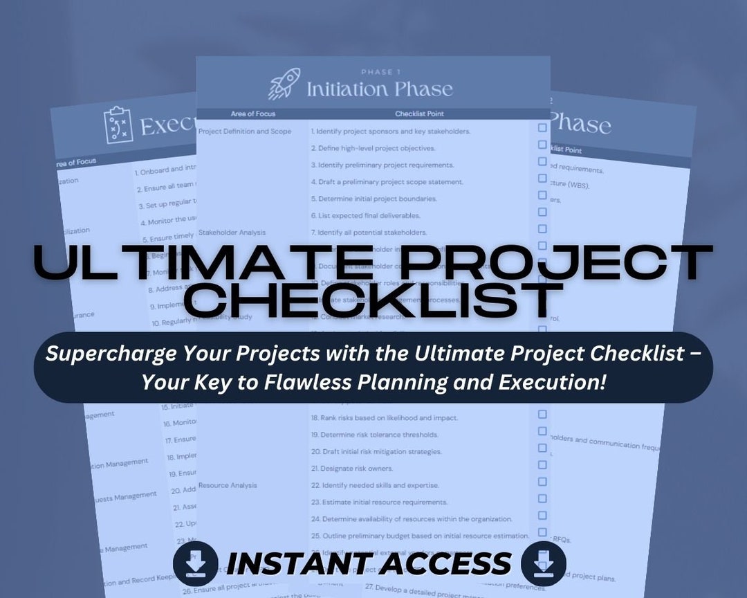 ULTIMATE Project Checklist | Organiser Spreadsheet for Business ...