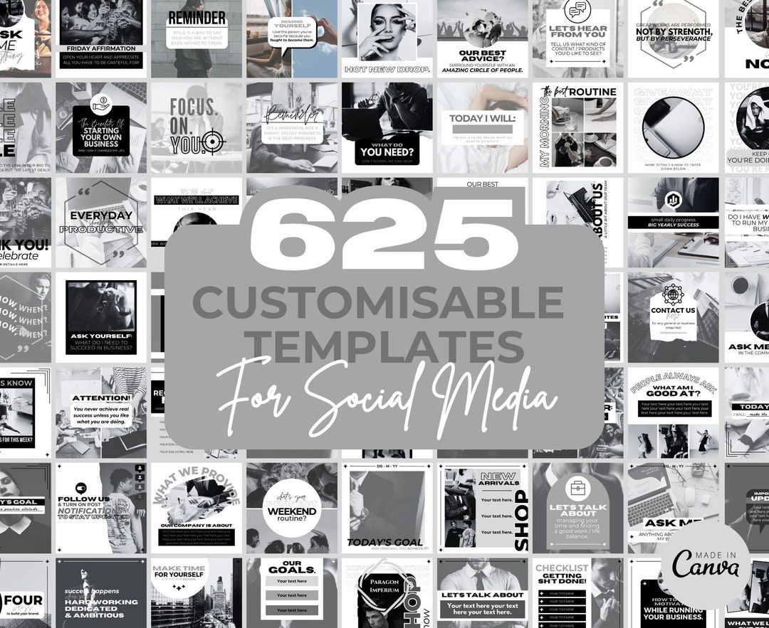 Over 625 Editable White & Black Instagram Templates for Canva | Social ...
