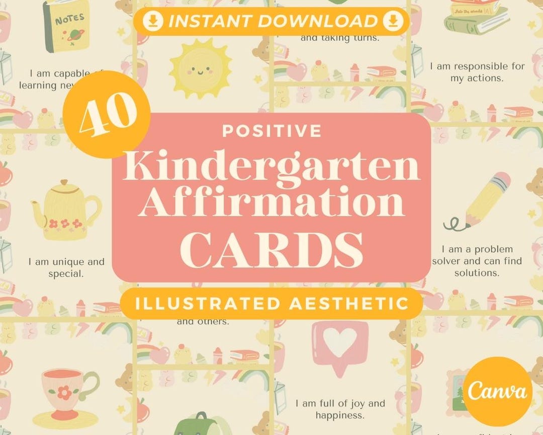 40 Kindergarten Affirmation Cards | Positive Affirmations for Preschool ...