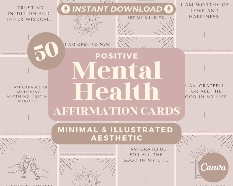 50 Mental Health Affirmation Cards | Positive Affirmations for ...