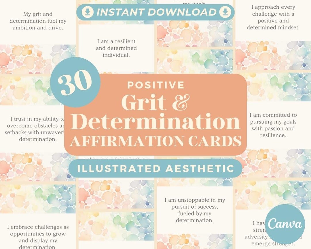 30 Grit & Determination Affirmation Cards | Positive Affirmations for ...