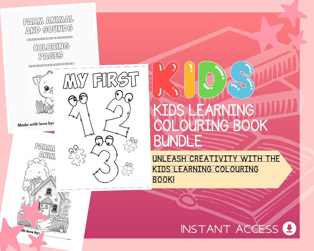 Kids Learning Colouring Book | 37 Animal & Number Themed Graphic Pages ...