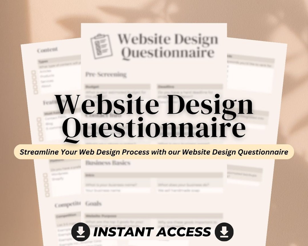 Website Design Questionnaire Spreadsheet Web Designer Predesigned ...