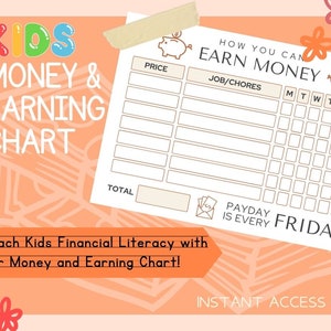 Kids Money and Earning Chart | Childrens Learning Sheet | Teach Kids ...