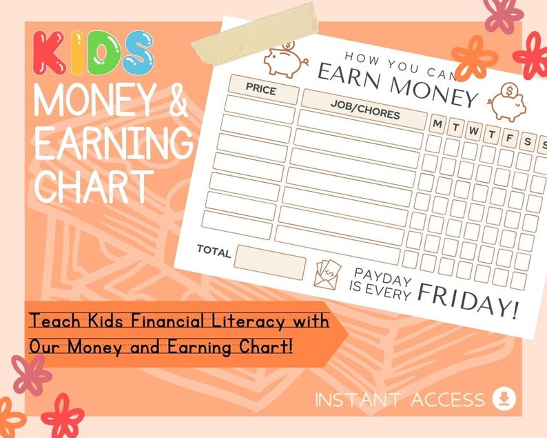 Kids Money and Earning Chart | Childrens Learning Sheet | Teach Kids ...