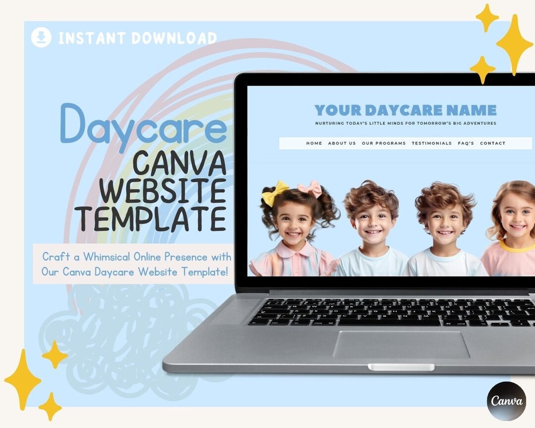 Canva Daycare Website Template | Website Landing Page for Preschool ...