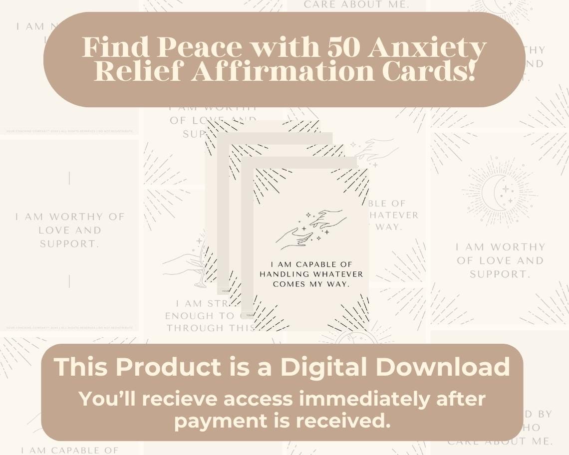 50 Anxiety Relief Affirmation Cards | Positive Affirmations for ...
