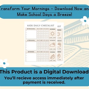 Kids Daily School Checklist | Children's Learning Sheet | Teaching Kids ...