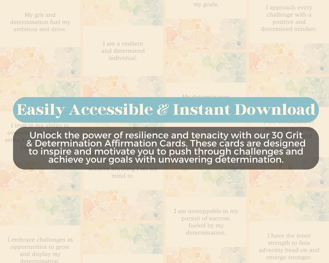 30 Grit & Determination Affirmation Cards | Positive Affirmations for ...