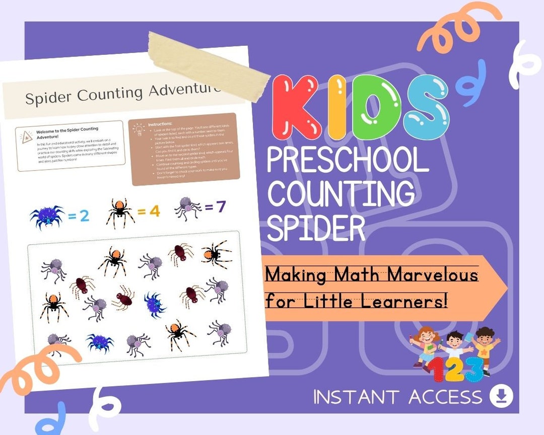 Kids Preschool Counting Spider | Children's Learning Sheet | Teach Kids ...