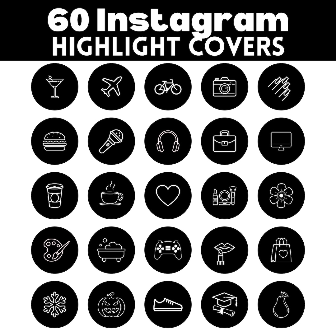 60 Instagram Highlight Covers | Black & White IG Story Icons ...