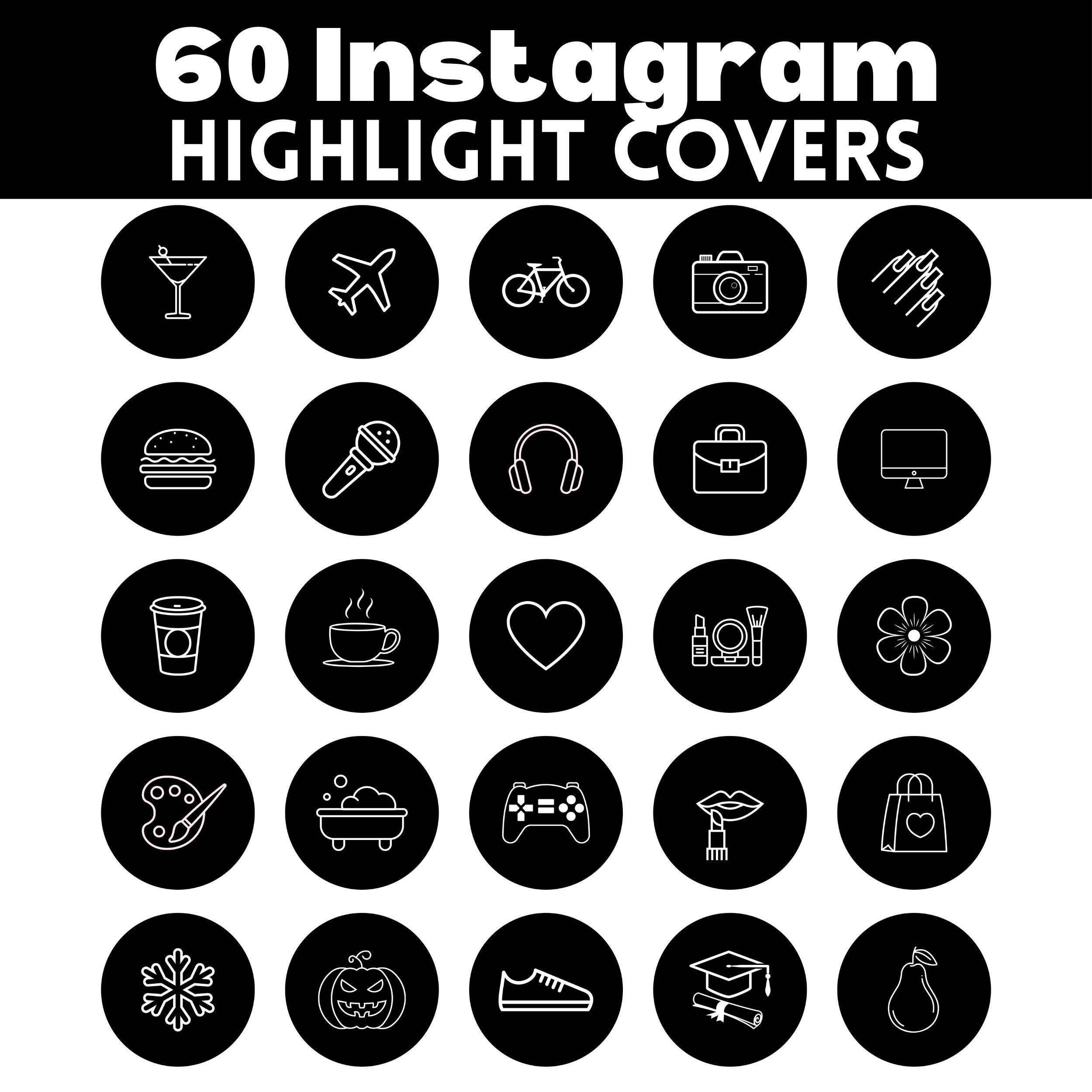 60 Instagram Highlight Covers | Black & White IG Story Icons ...