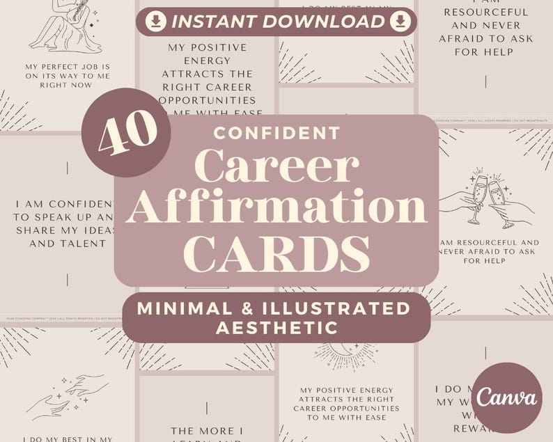 40 Career Affirmation Cards | Positive Affirmations for Job Confidence ...