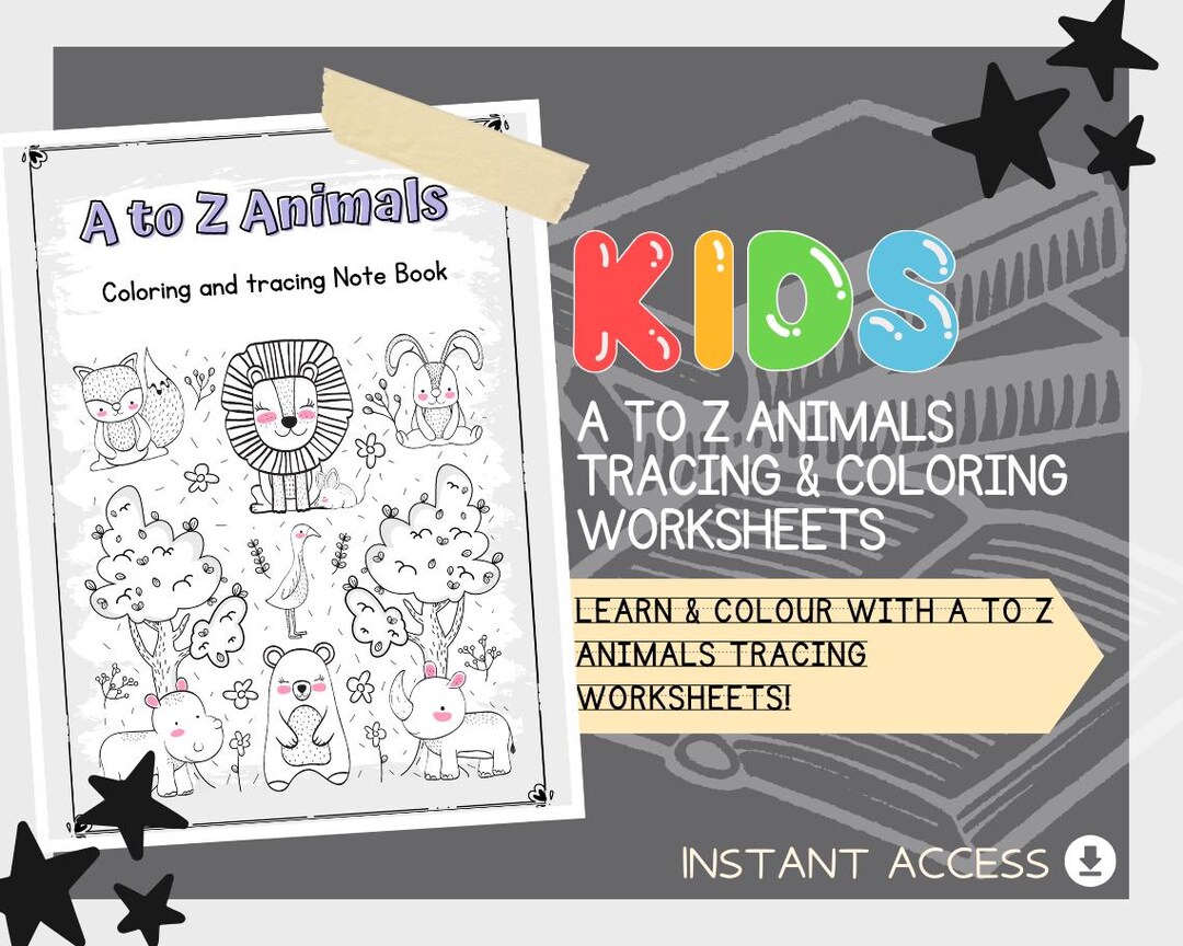 A to Z Animals Tracing & Coloring Worksheets | 27 Printable Pages ...