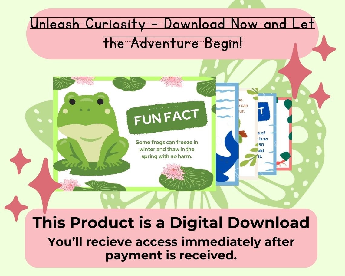 Kids 50 Animal Facts Cards Children's Learning Sheet Teach Kids ...