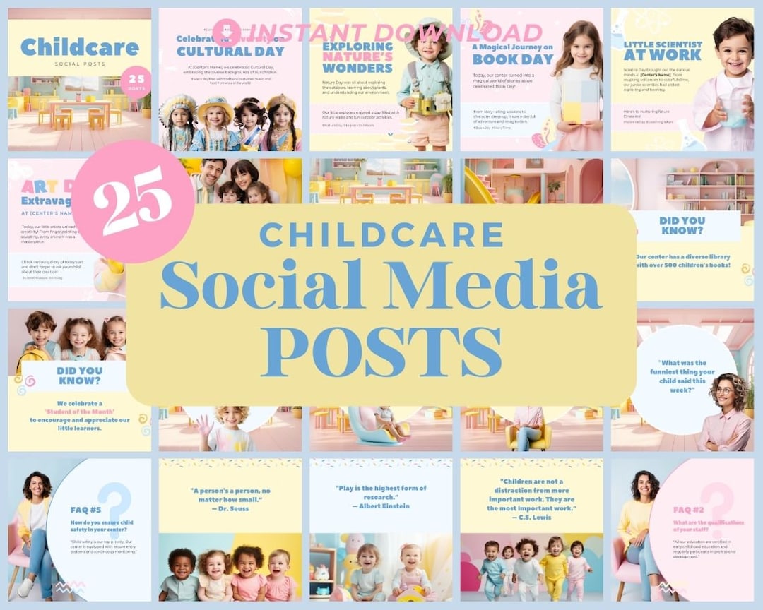 Childcare Instagram Posts | 25 Social Media Graphics | Childcare Insta ...
