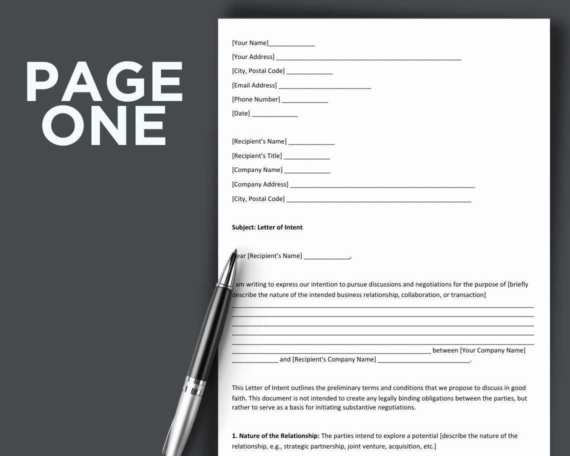 Letter of Intent | Legal Document Lawyer Certified Binding Contract ...