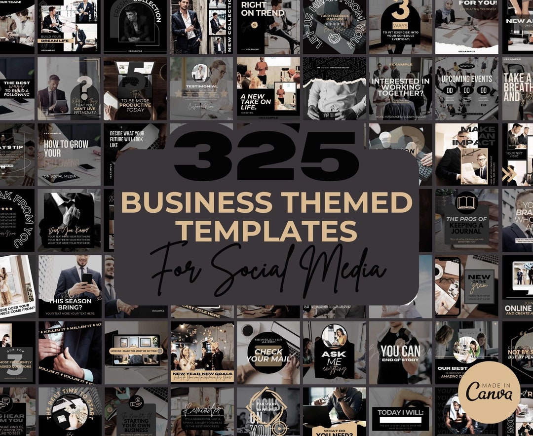 Business Instagram Template Posts Editable on Canva | 325 Social Media ...