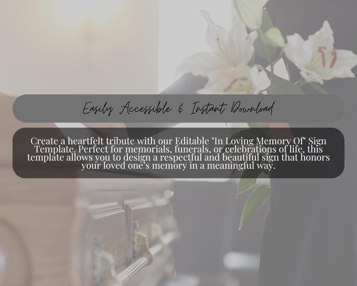 In Loving Memory of Sign Template | Editable Canva Design | Instant ...