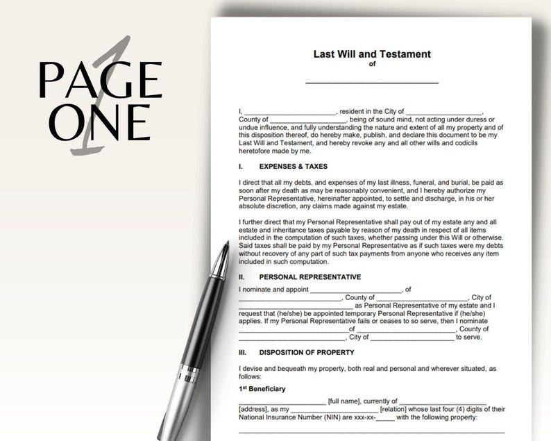 Last Will & Testament | Legal Document Lawyer Certified Binding ...